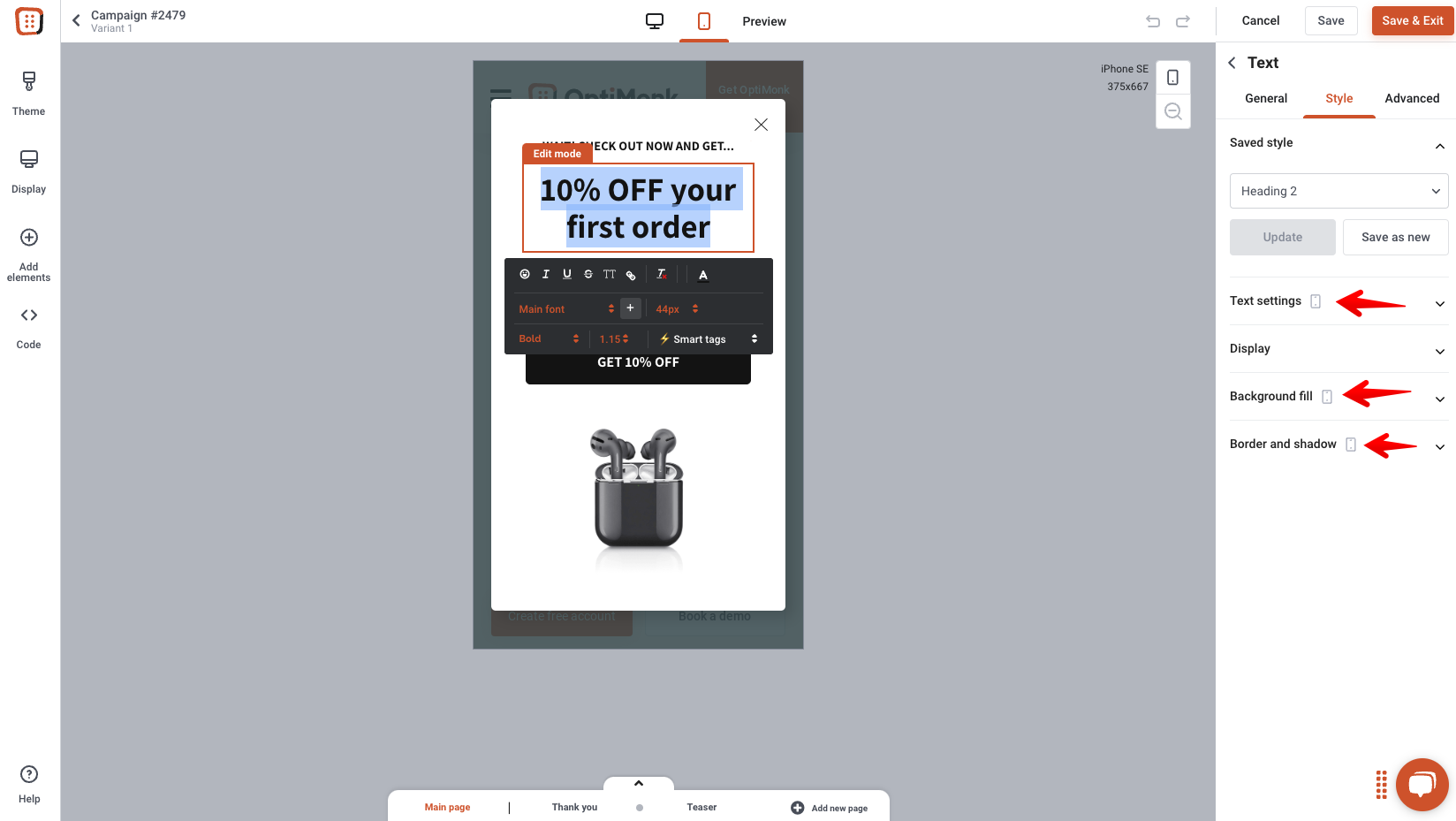 Mobile View in Editor – OptiMonk Help Center