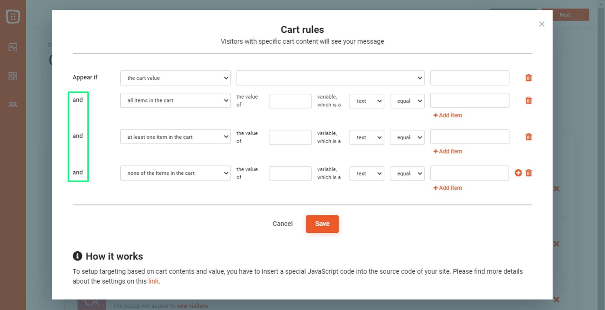Cart rules – OptiMonk Help Center