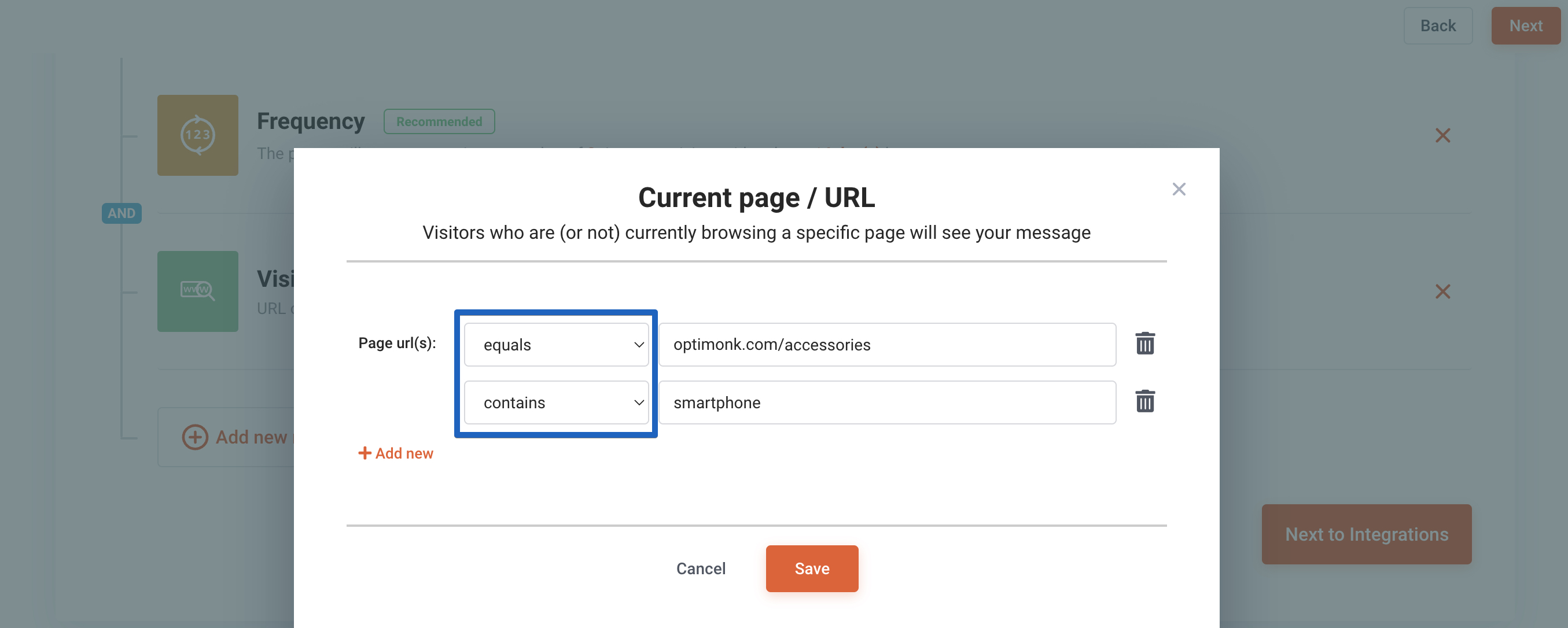 Current page / URL rule – OptiMonk Help Center